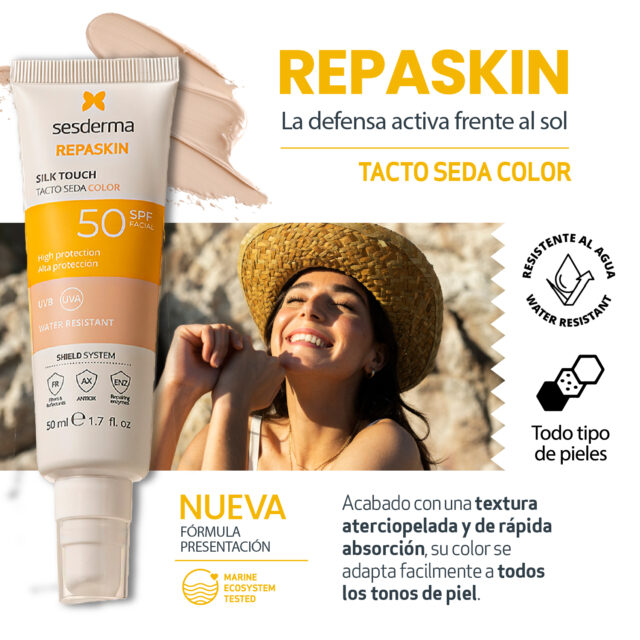 Protector Solar Repaskin Tacto Seda Color SPF50 - Sesderma Colombia